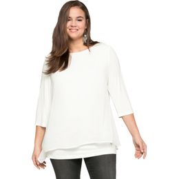 sheego Damen Blusenshirt mit Zipfelsaum offwhite Gr&ouml;&szlig;e 52/54