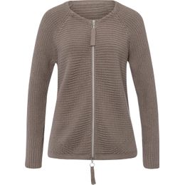 Heine Damen Strickjacke in dezentem Glanz taupe Gr&ouml;&szlig;e 50