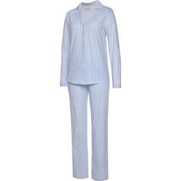 Vivance Dreams Damen Pyjama blau-wei&szlig; Gr&ouml;&szlig;e 36/38