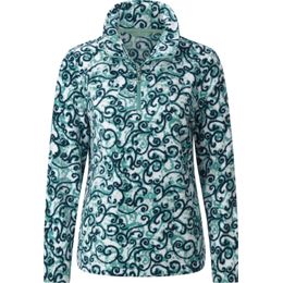 CR&Eacute;ATION L Damen Fleeceshirt mit Umlegekragen salbei-petrol-bedruckt Gr&ouml;&szlig;e 50