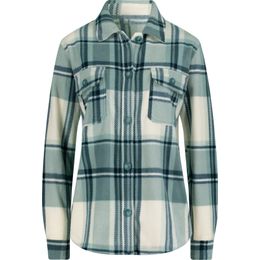 CR&Eacute;ATION L Damen Fleecejacke mit Kn&ouml;pfen in Horn-Optik champagner-jade-kariert Gr&ouml;&szlig;e 52