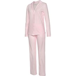 Vivance Dreams Damen Pyjama rosa-wei&szlig; Gr&ouml;&szlig;e 44/46