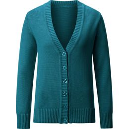 CR&Eacute;ATION L Damen Strickjacke mit farblich abgestimmten Kn&ouml;pfen petrol Gr&ouml;&szlig;e 38