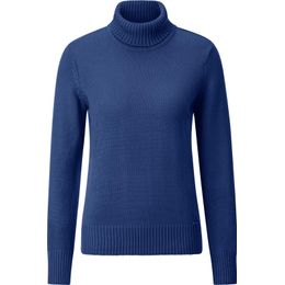 CR&Eacute;ATION L Damen Rollkragenpullover im Baumwoll-Mix royalblau Gr&ouml;&szlig;e 36