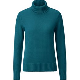 CR&Eacute;ATION L Damen Rollkragenpullover im Baumwoll-Mix petrol Gr&ouml;&szlig;e 38