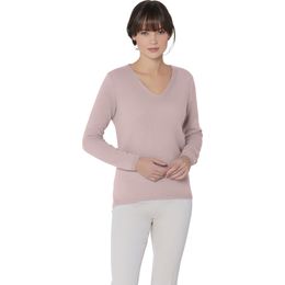 CREATION L PREMIUM Damen Kaschmirpullover mit V-Ausschnitt ros&eacute;-meliert Gr&ouml;&szlig;e 36/38