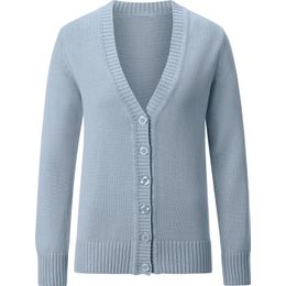 CR&Eacute;ATION L Damen Strickjacke mit farblich abgestimmten Kn&ouml;pfen eisblau Gr&ouml;&szlig;e 38