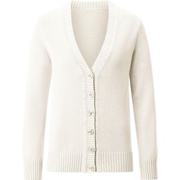 CR&Eacute;ATION L Damen Strickjacke mit farblich abgestimmten Kn&ouml;pfen wollwei&szlig; Gr&ouml;&szlig;e 38