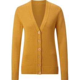 CR&Eacute;ATION L Damen Strickjacke mit farblich abgestimmten Kn&ouml;pfen maisgelb Gr&ouml;&szlig;e 38
