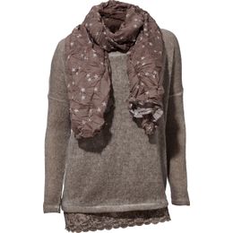Heine Damen 2-in-1-Shirt mit Schal sand Gr&ouml;&szlig;e 48