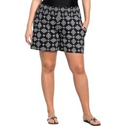 sheego Damen Lockere Shorts mit Smokbund schwarz bedruckt Gr&ouml;&szlig;e 58