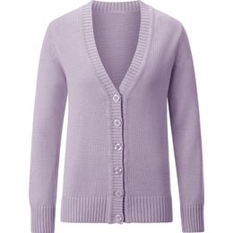 CR&Eacute;ATION L Damen Strickjacke mit farblich abgestimmten Kn&ouml;pfen flieder Gr&ouml;&szlig;e 36
