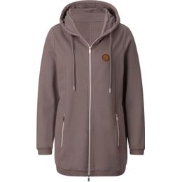 CR&Eacute;ATION L Damen Sweatjacke in weich angerauter Qualit&auml;t dunkeltaupe Gr&ouml;&szlig;e 44