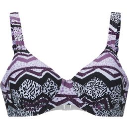 feel good Damen Bikini-Oberteil mit herausnehmbaren Softcups violett-schwarz-bedruckt Gr&ouml;&szlig;e 52C