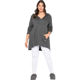 sheego Damen Longshirt im Vokuhila-Schnitt grau meliert Gr&ouml;&szlig;e 44/46