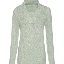 CR&Eacute;ATION L Damen V-Ausschnitt-Pullover in 2-in-1-Optik kalkmint-meliert Gr&ouml;&szlig;e 40