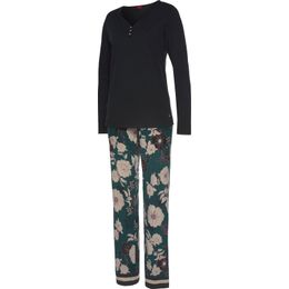 s.Oliver Damen Pyjama schwarz-dunkelgr&uuml;n Gr&ouml;&szlig;e 40/42