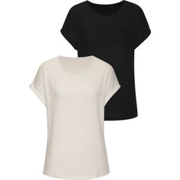 Vivance Damen Kurzarmshirt schwarz, creme Gr&ouml;&szlig;e 32/34