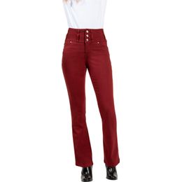 CR&Eacute;ATION L Damen 5-Pocket-Jeans mit dezent ausgestelltem Bein dunkelrot Gr&ouml;&szlig;e 38
