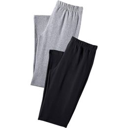Damen Caprileggings 1x hellgrau-meliert, 1x schwarz Gr&ouml;&szlig;e 56/58