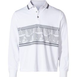 CR&Eacute;ATION L Herren Langarm-Poloshirt wei&szlig; Gr&ouml;&szlig;e 44/46