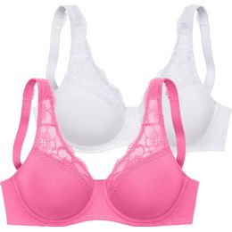 Petite Fleur Damen Minimizer-BH pink+wei&szlig; Gr&ouml;&szlig;e 100D