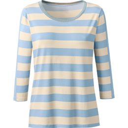 Heine Damen 3/4-Arm-Shirt mit Glitzergarn-Details eisblau-elfenbein-geringelt Gr&ouml;&szlig;e 44