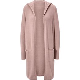 Heine Damen Longstrickjacke mit Kapuze ros&eacute; Gr&ouml;&szlig;e 36/38