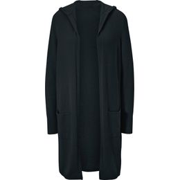 Heine Damen Longstrickjacke mit Kapuze schwarz Gr&ouml;&szlig;e 36/38