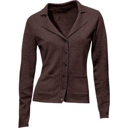 Heine Damen Feinstrickjacke mit Reverskragen schokobraun Gr&ouml;&szlig;e 40