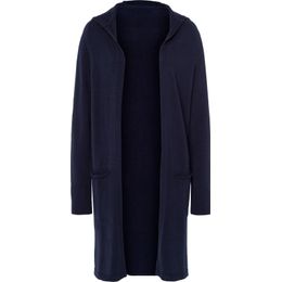 Heine Damen Longstrickjacke mit Kapuze marine Gr&ouml;&szlig;e 36/38