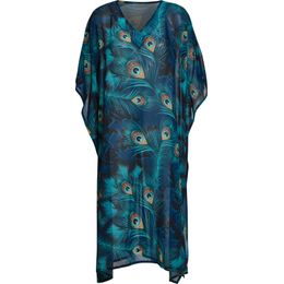 feel good Damen Kaftan royalblau-blaugr&uuml;n-bedruckt Gr&ouml;&szlig;e 36-40