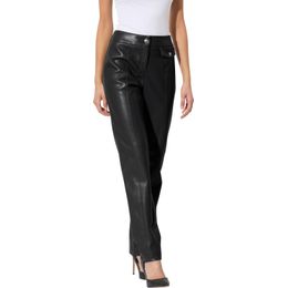 CR&Eacute;ATION L Damen Lederimitathose mit goldfarbigen Schmuckn&ouml;pfen schwarz Gr&ouml;&szlig;e 42