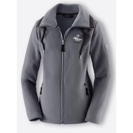 CR&Eacute;ATION L Damen Fleecejacke mit schr&auml;gen Rei&szlig;verschluss-Taschen dunkelgrau-meliert Gr&ouml;&szlig;e 48