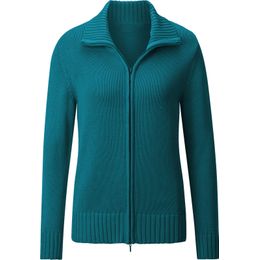 CR&Eacute;ATION L Damen Strickjacke mit 2-Wege-Rei&szlig;verschluss petrol Gr&ouml;&szlig;e 38