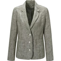 CREATION L PREMIUM Damen Leinenblazer mit Reverskragen khaki-wei&szlig;-meliert Gr&ouml;&szlig;e 46