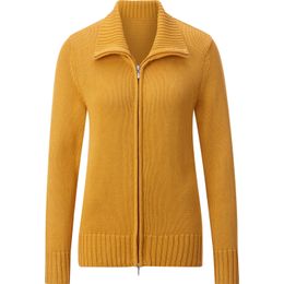 CR&Eacute;ATION L Damen Strickjacke mit 2-Wege-Rei&szlig;verschluss maisgelb Gr&ouml;&szlig;e 44