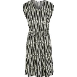 Lascana Damen Jerseykleid schwarz-sand bedruckt Gr&ouml;&szlig;e 46