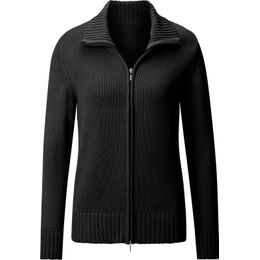 CR&Eacute;ATION L Damen Strickjacke mit 2-Wege-Rei&szlig;verschluss schwarz Gr&ouml;&szlig;e 38