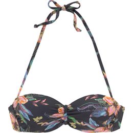 Lascana Damen B&uuml;gel-Bandeau-Bikini-Top anthrazit-bedruckt Gr&ouml;&szlig;e 38B