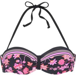 Lascana Damen B&uuml;gel-Bandeau-Bikini-Top schwarz-pink Gr&ouml;&szlig;e 34C