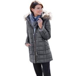 CR&Eacute;ATION L Damen Steppjacke mit Rei&szlig;verschluss-Seitenschlitzen grau Gr&ouml;&szlig;e 25