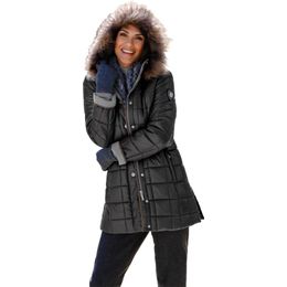 CR&Eacute;ATION L Damen Steppjacke mit Rei&szlig;verschluss-Seitenschlitzen schwarz Gr&ouml;&szlig;e 46