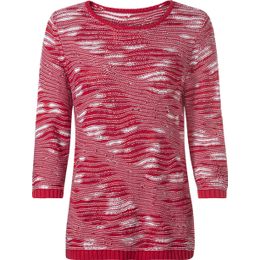 CR&Eacute;ATION L Damen 3/4-Arm-Pullover im Strickmuster-Mix erdbeere-gemustert Gr&ouml;&szlig;e 38