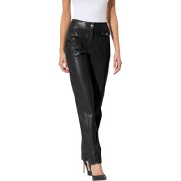 CR&Eacute;ATION L Damen Lederimitathose mit goldfarbigen Schmuckn&ouml;pfen schwarz Gr&ouml;&szlig;e 36