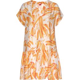 s.Oliver Damen Blusenkleid orange-creme-bedruckt Gr&ouml;&szlig;e 34