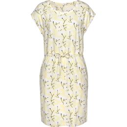 Damen Jerseykleid gelb-creme-bedruckt Gr&ouml;&szlig;e 40