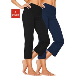 Damen Caprihose 1x schwarz, 1x blau Gr&ouml;&szlig;e 32/34