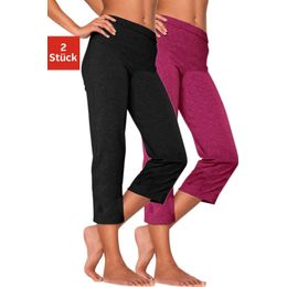 Damen Caprihose 1x schwarz, 1x himbeere Gr&ouml;&szlig;e 56/58