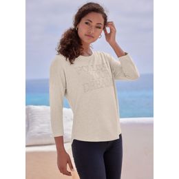 Lascana Damen 3/4-Arm-Shirt beige meliert Gr&ouml;&szlig;e 32/34